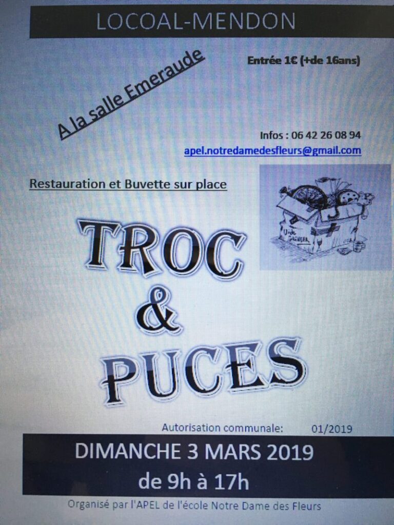 TROC ET PUCES de l’APEL NOTRE DAME DES FLEURS - 56 - Le blog Récréatiloups